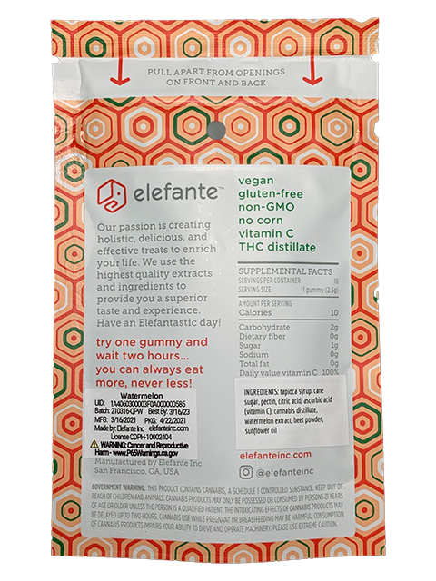 ELEFANTE - GUMMIES - 100MG (10 PIECES - 10MG EACH) - Gotham Medical and ...