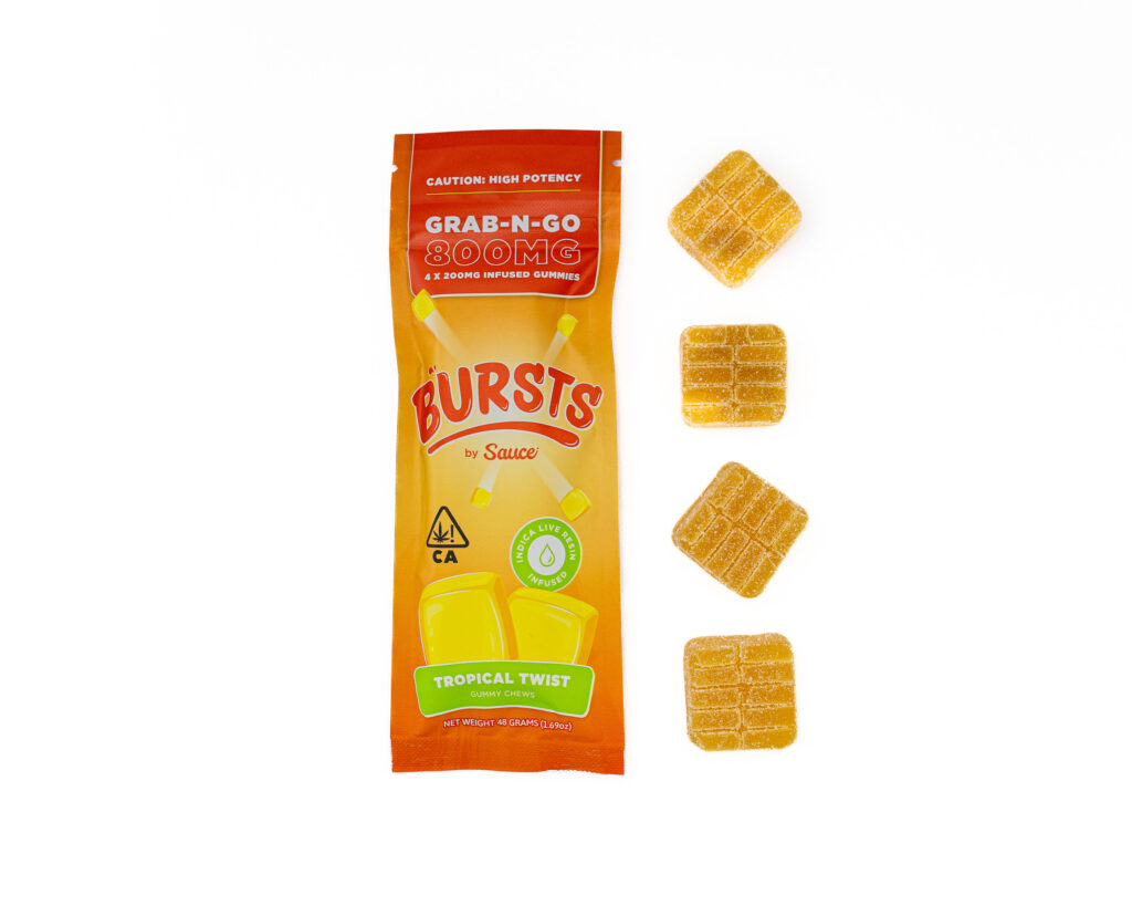 BURSTS BY SAUCE - GUMMIES - ORGANIC BURSTS W/LIVE RESIN - 800MG (200MG ...