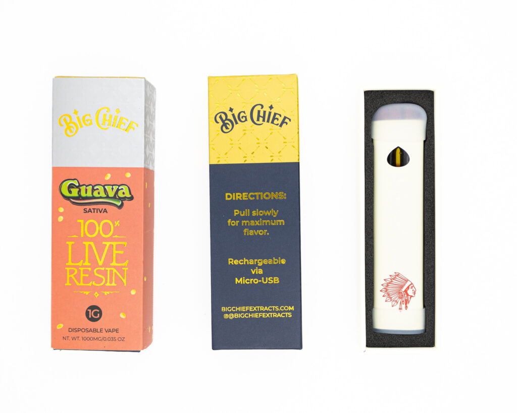 BIG CHIEF - DISPOSABLE RECHARGABLE VAPE CARTS - 100% LIVE RESIN - 1GM ...
